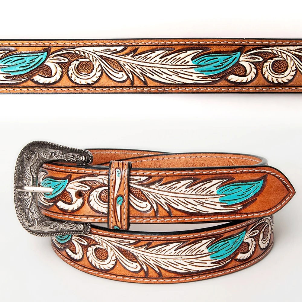 White Feather Western Leather Belt – Dodi Jo's
