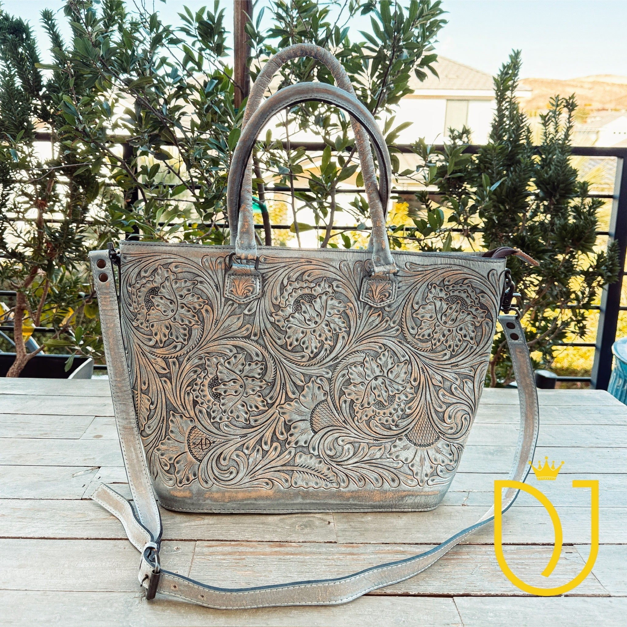 Weatherford Hand Tooled Leather Tote Bag - Shop Dodi Jo's