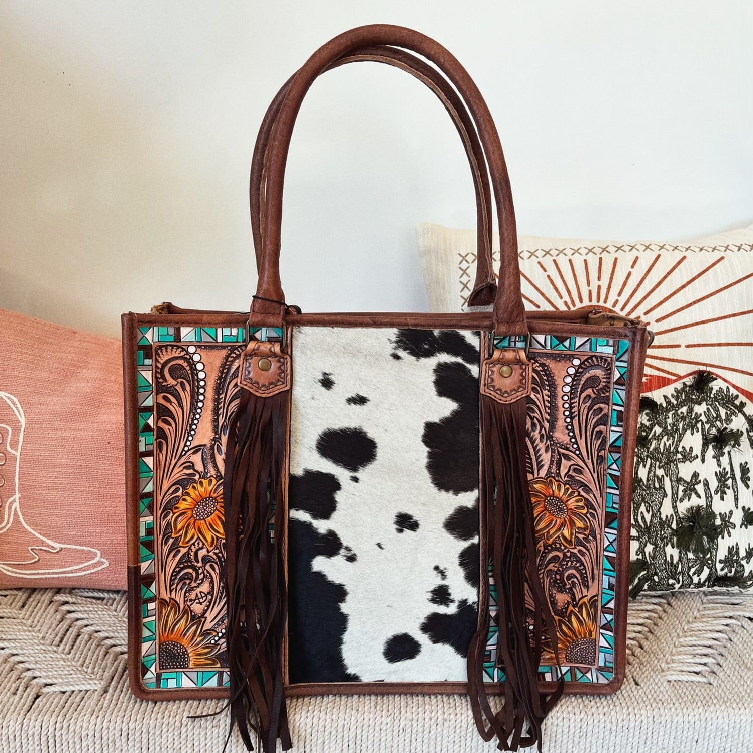 Country Meadows Western Leather Tote Bag – Dodi Jo's