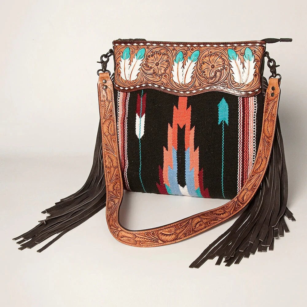 Midnight Feathers Western Leather Crossbody Purse – Dodi Jo's