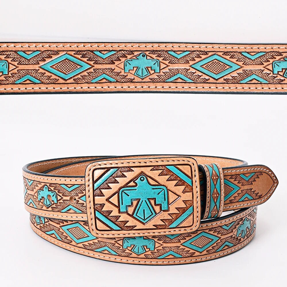 The Thunderbird Hand Tooled Leather Belt - Dodi Jo's