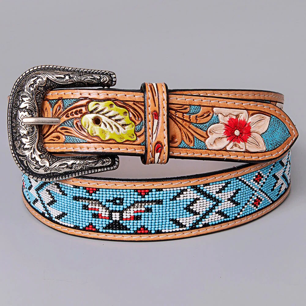 The Blues Hand Tooled Leather Belt - Dodi Jo's