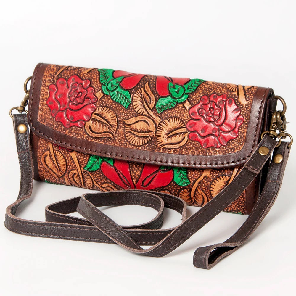 Sierra Springs Hand Tooled Leather Crossbody Wallet – Dodi Jo's