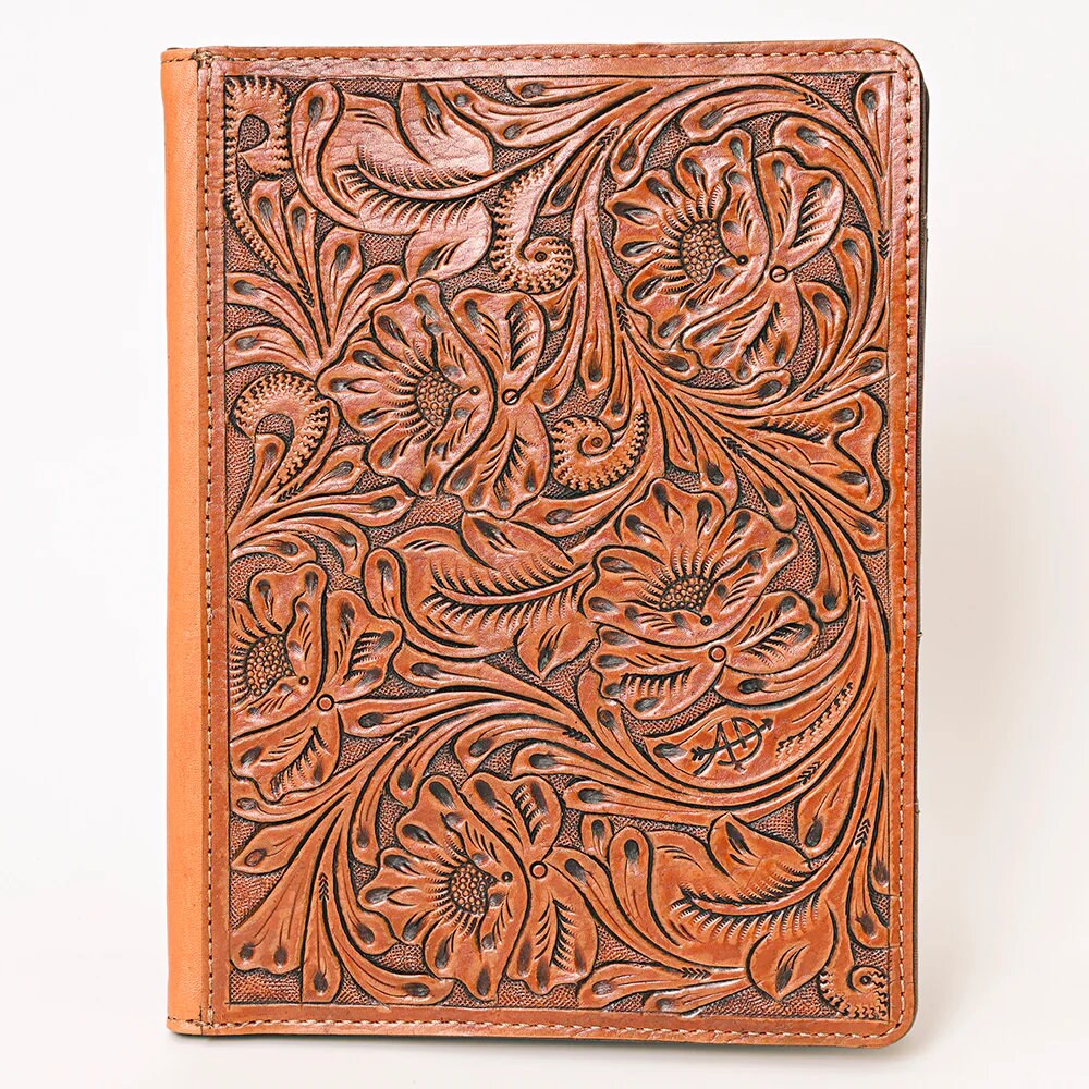 Lancaster Brown Hand Tooled Leather Portfolio – Dodi Jo's