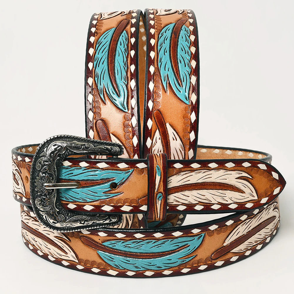 Feather Falls Hand Tooled Leather Belt - Shop Dodi Jo's